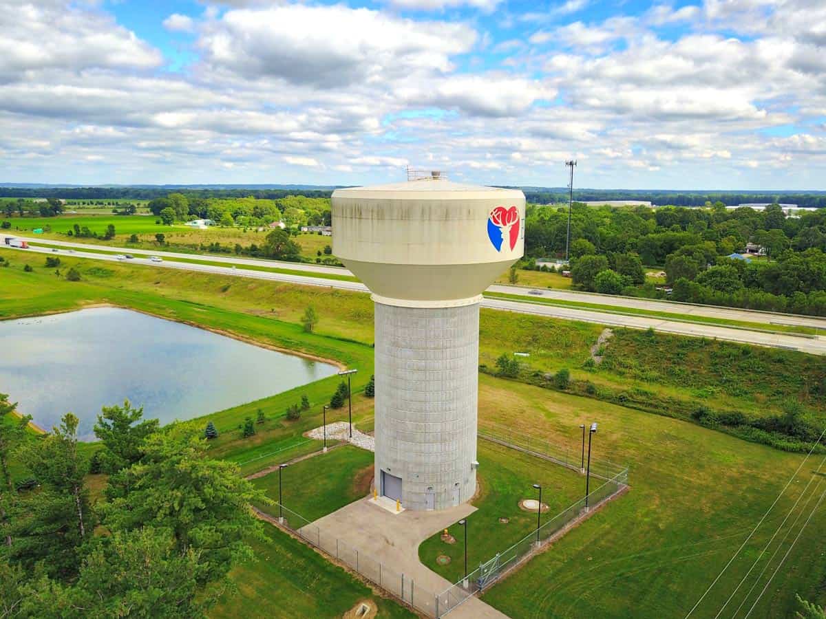 Aerial Drone Photography : Water Tower, Elkhart Indiana