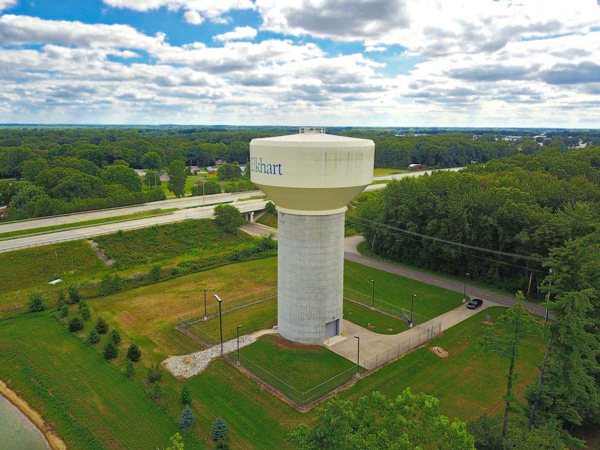 Aerial Drone Photography : Water Tower, Elkhart Indiana