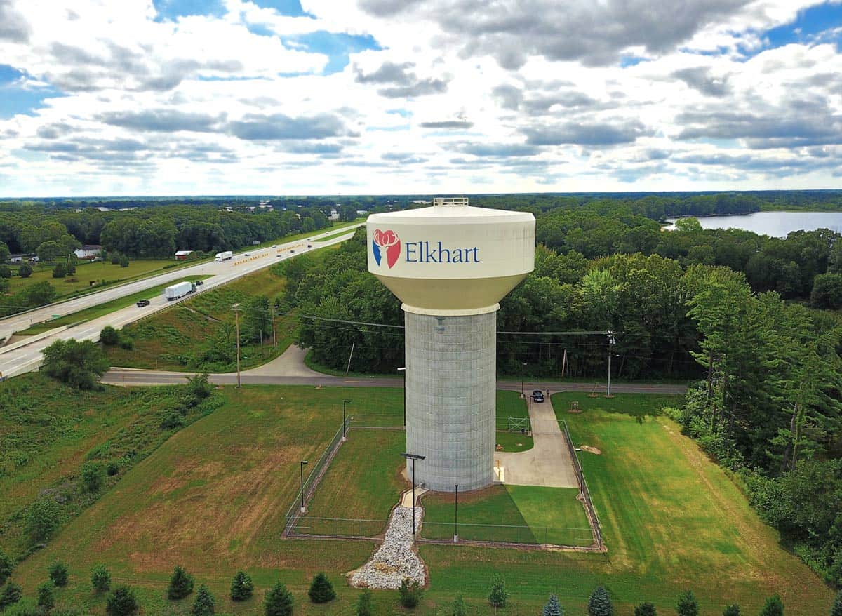 Aerial Drone Photography : Water Tower, Elkhart Indiana