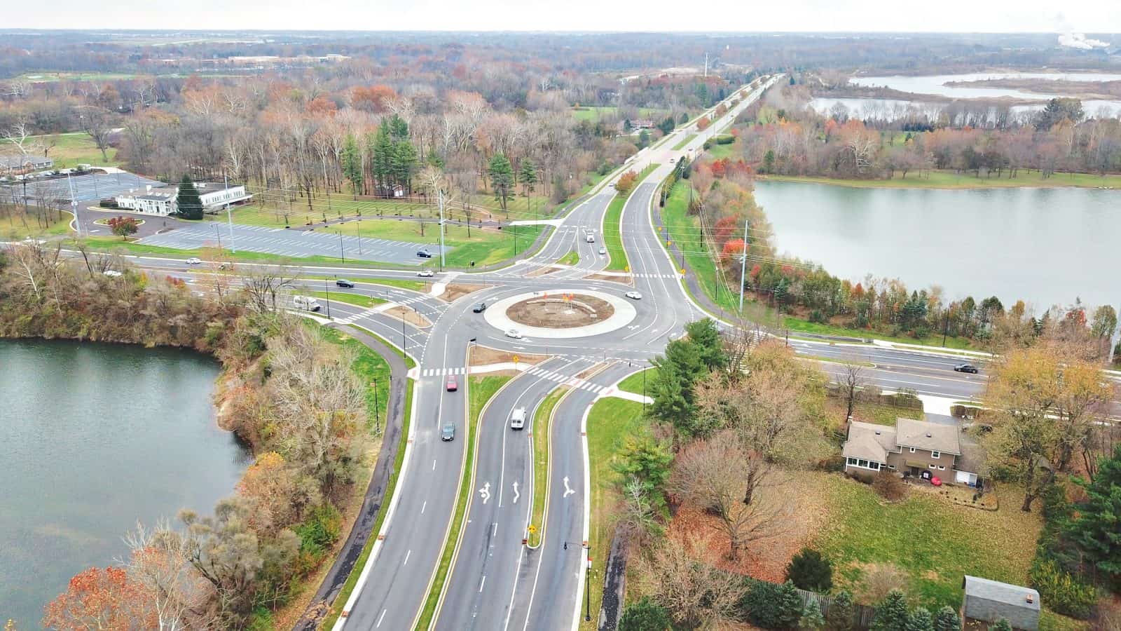 Aerial Drone Photos of 116th & Hazel Dell Roundabout, Carmel Indiana