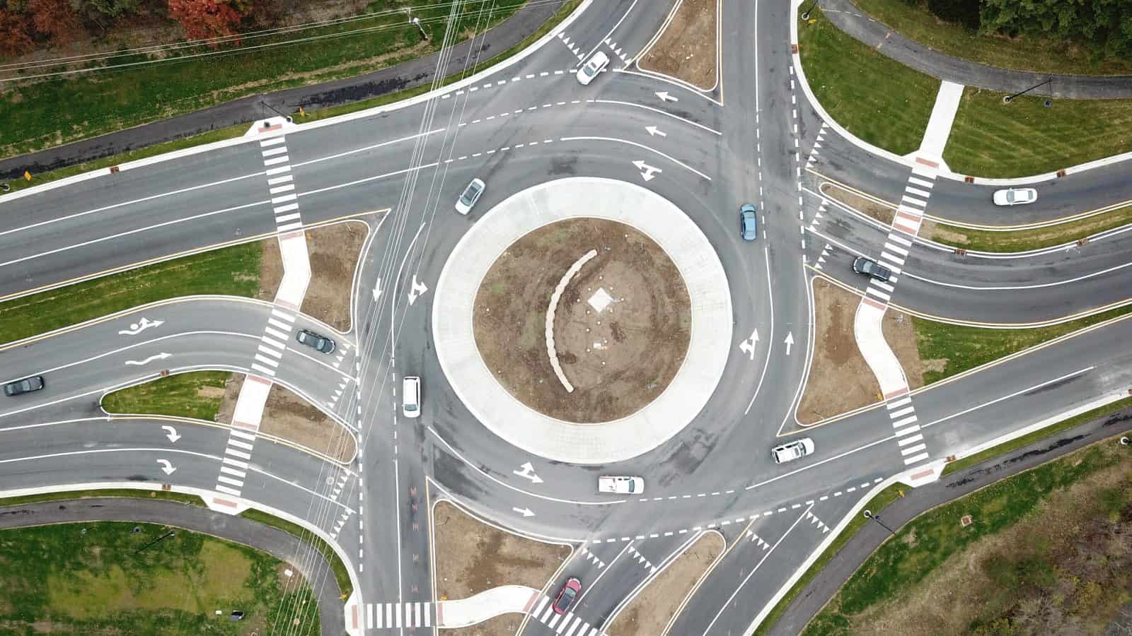 Aerial Drone Photos of 116th & Hazel Dell Roundabout, Carmel Indiana