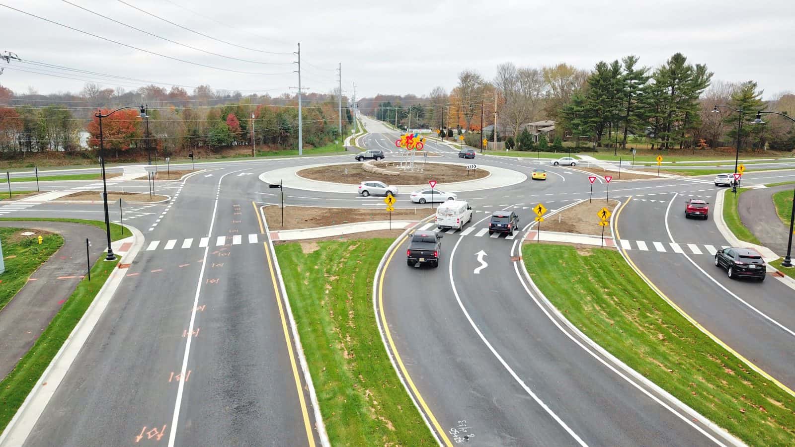 Aerial Drone Photos of 116th & Hazel Dell Roundabout, Carmel Indiana