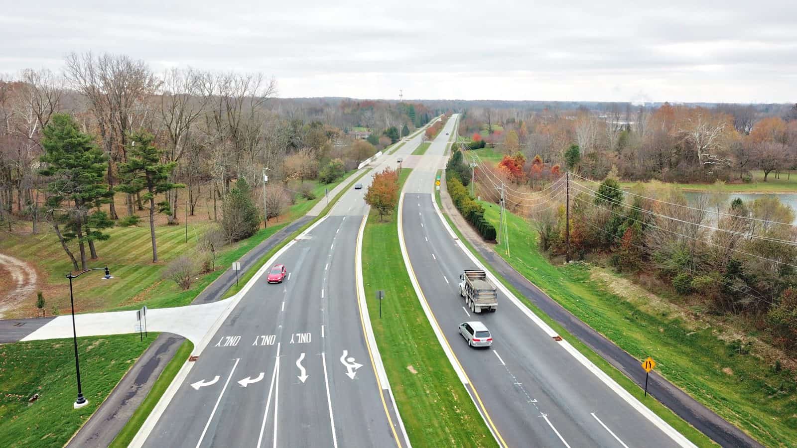 Aerial Drone Photos of 116th & Hazel Dell Roundabout, Carmel Indiana