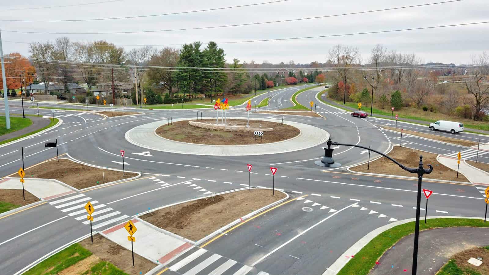 Aerial Drone Photos of 116th & Hazel Dell Roundabout, Carmel Indiana