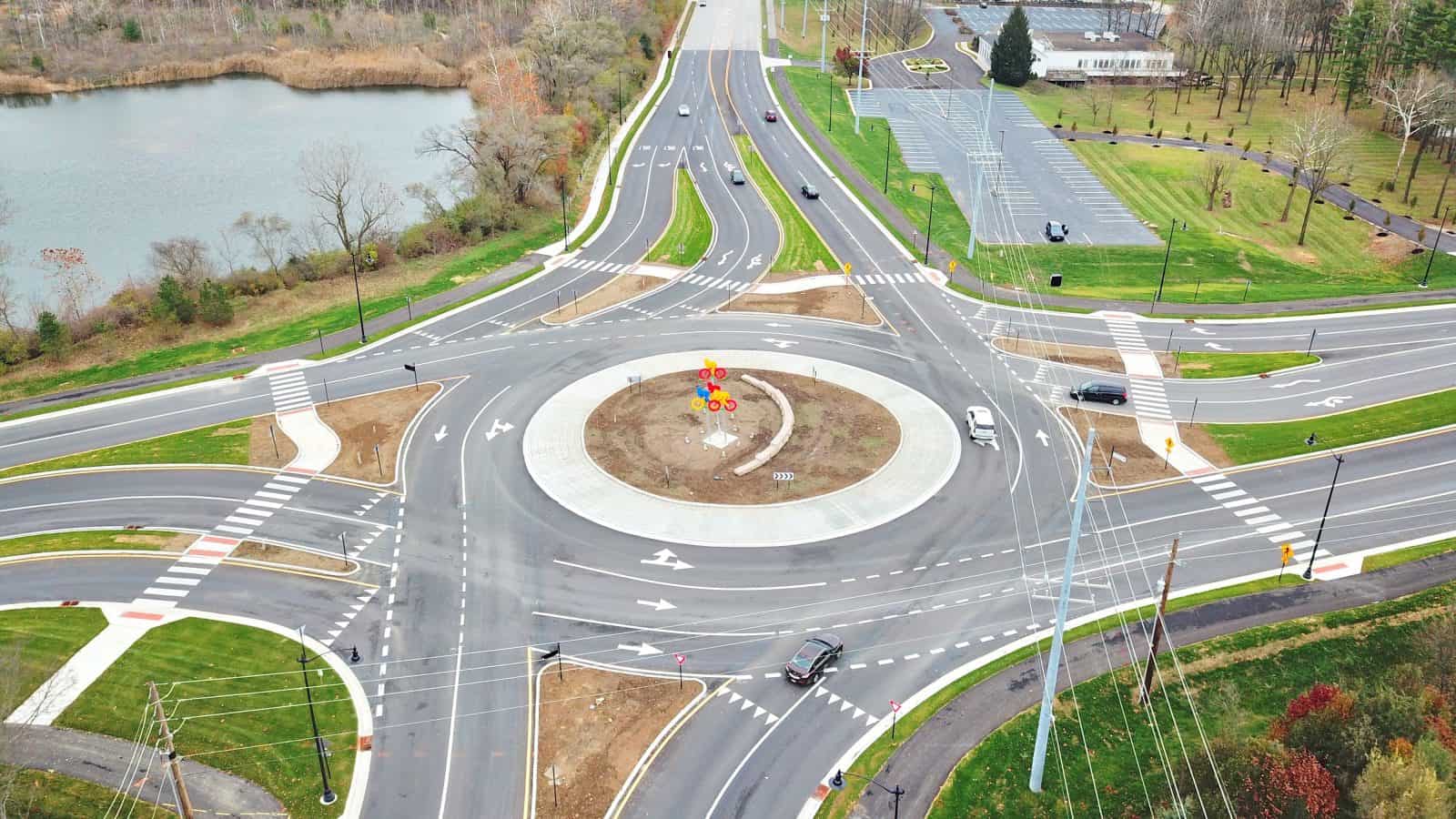 Aerial Drone Photos of 116th & Hazel Dell Roundabout, Carmel Indiana