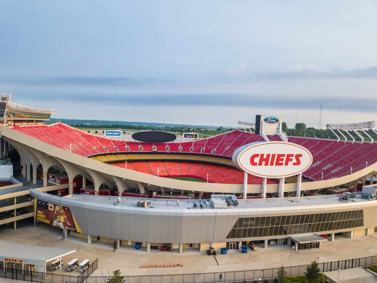 Drone Imagery Of Arrowhead Stadium Kansas City Missouri