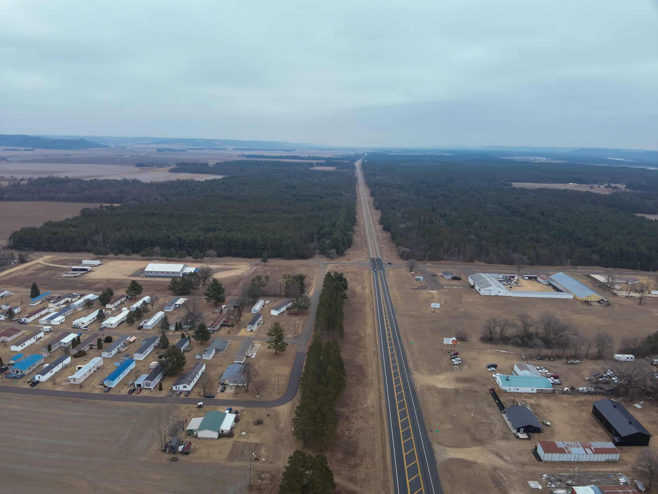 Lone Rock, WI – Elongated Houses Aerial View | dronegenuity